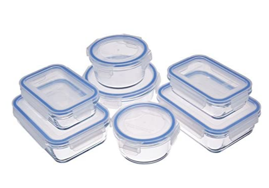Amazon Basics Glass Locking Lids Food Storage Containers, 14-Piece Set ...