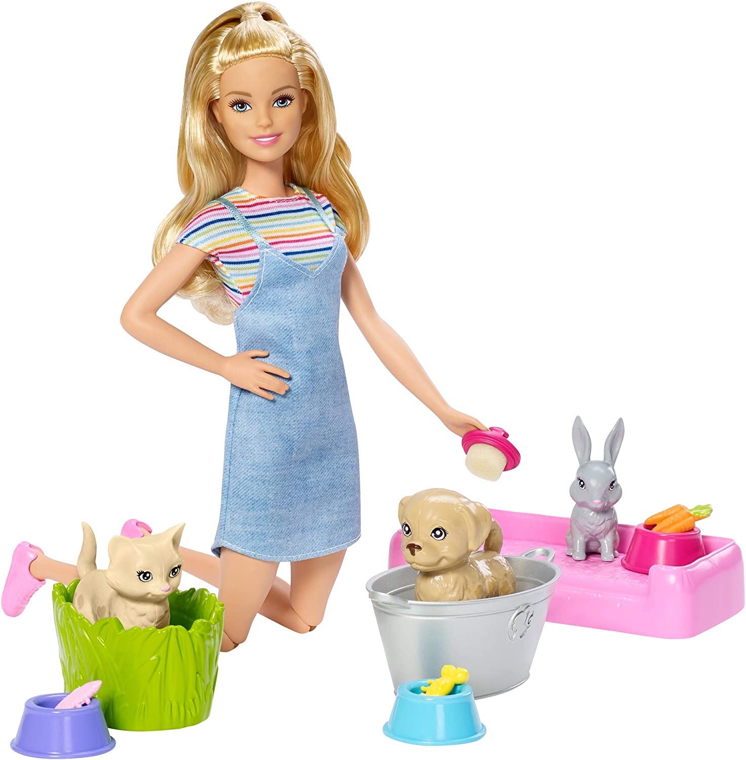 Amazon Lowest Price: Barbie Play ‘n’ Wash Pets Playset with Blonde Doll ...