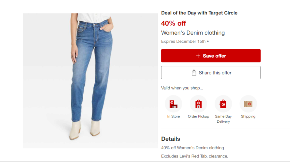 Target Today Only: 40% off Women's Denim Clothing