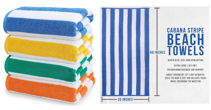 Amazon Lowest Price: Highly Rated 4 Pack Utopia Towels Cabana Stripe ...