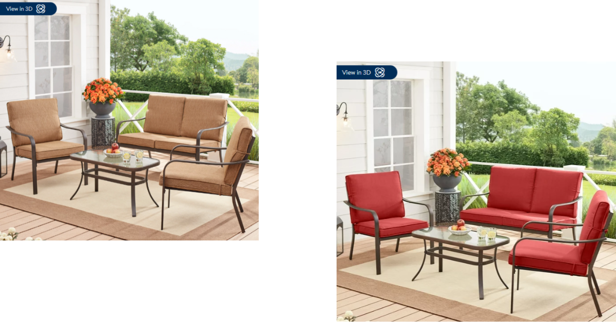 Mainstays Stanton 4-Piece Outdoor Patio Conversation Set $148