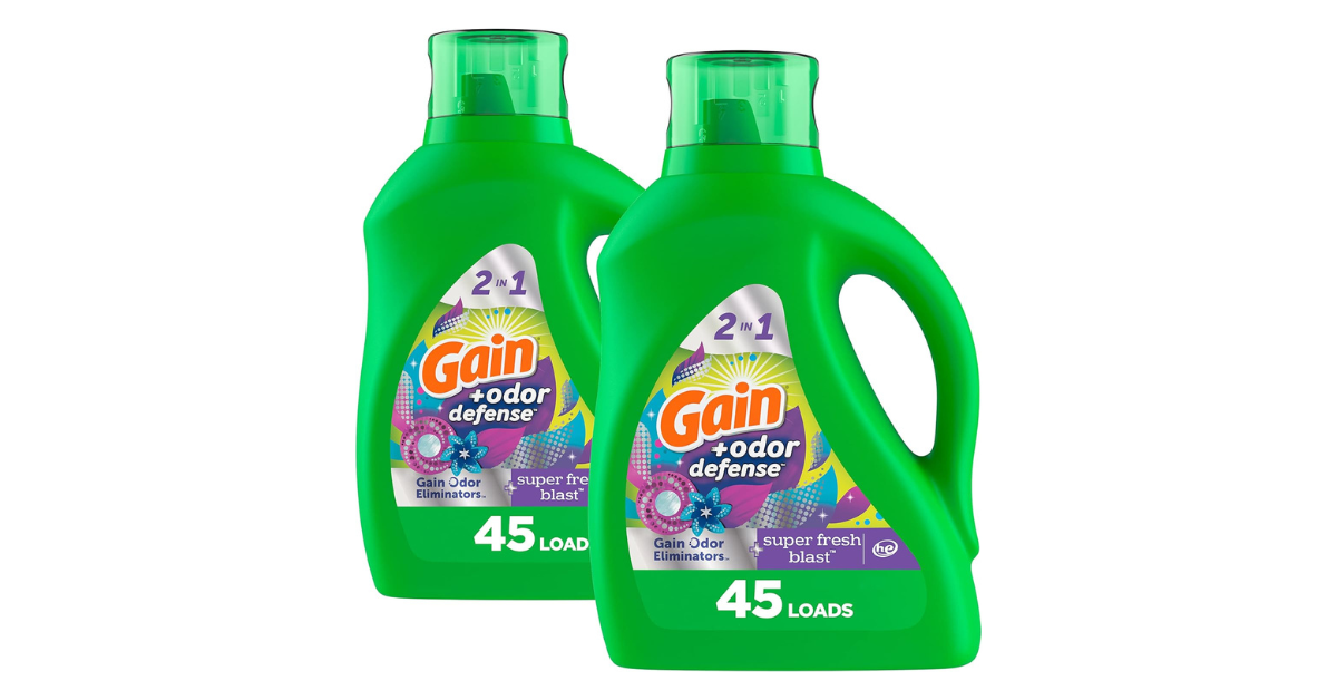 Amazon Lowest Price: 2 Pack Gain + Odor Defense Liquid Laundry Detergent