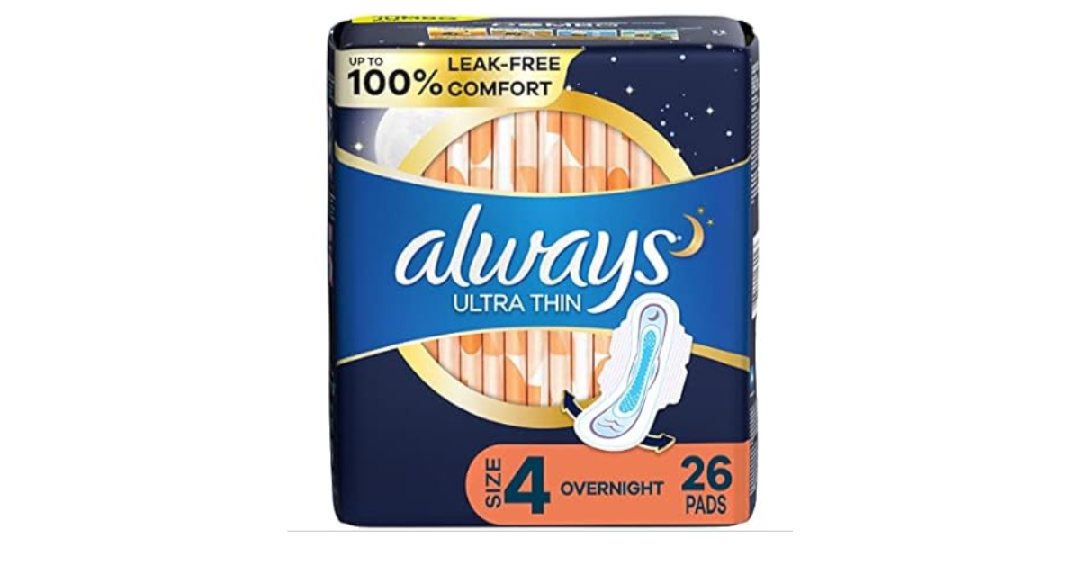 Always Ultra Thin Pads for Women, Size 4, 26 Count $3.99 Shipped