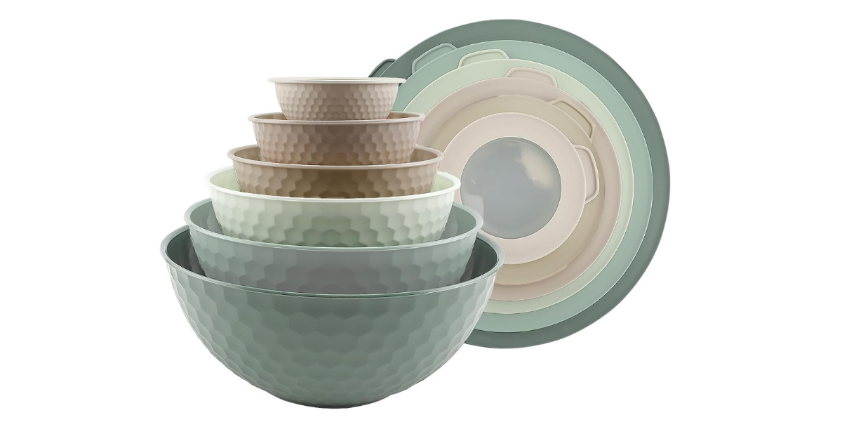 Amazon Lowest Price: 12 Piece Plastic Nesting Bowls Set includes 6 Prep ...