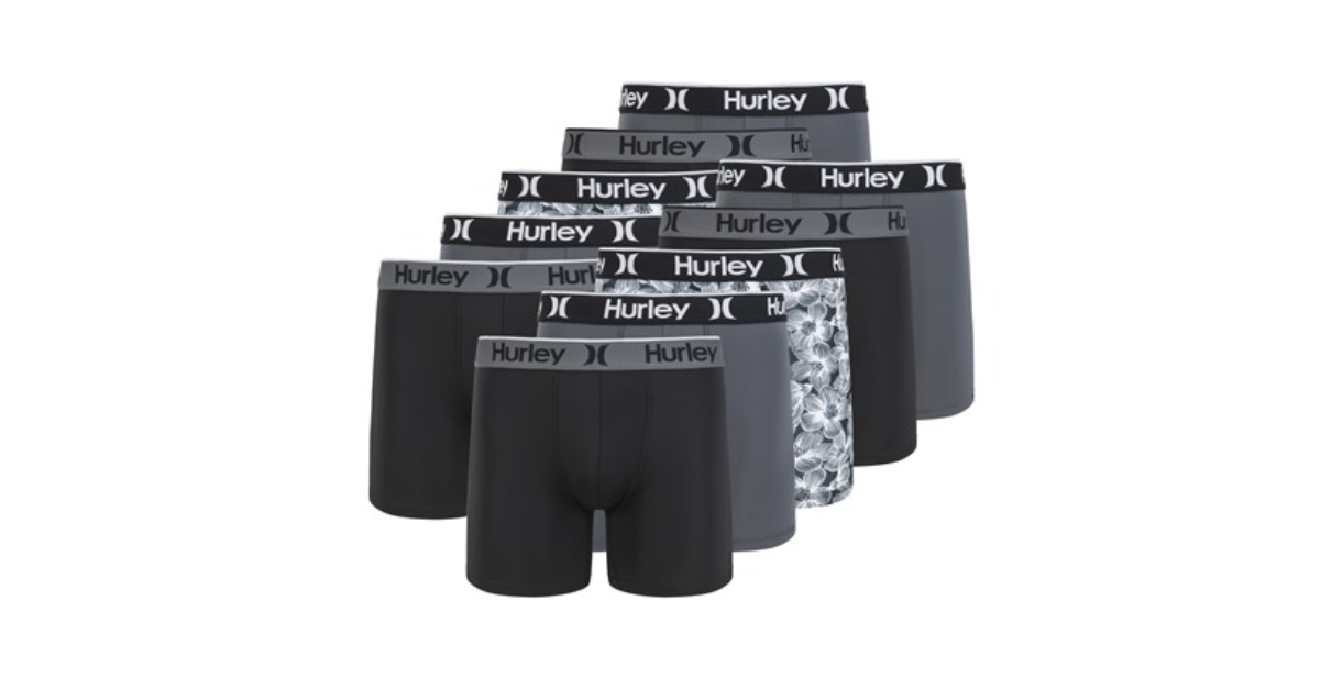 Hurley Men's 10 Pack Printed Boxer Brief $24.99 Shipped