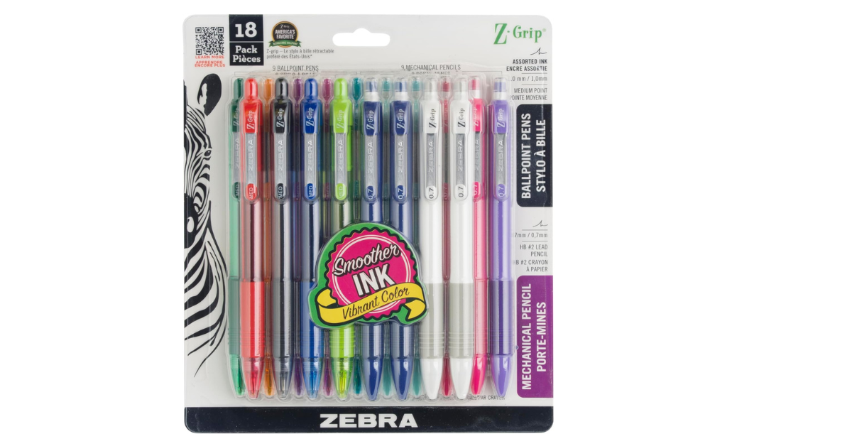 Amazon Lowest Price: 18 Count Zebra Pen Z-Grip Retractable Ballpoint ...