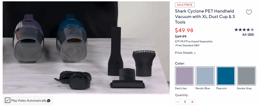 Shark Cyclone PET Handheld Vacuum with XL Dust Cup & 3 Tools As Low As ...