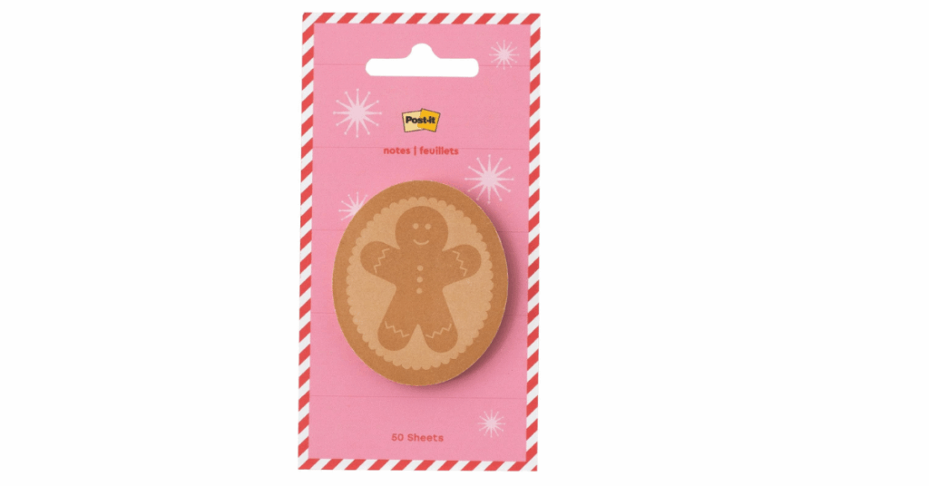 Amazon Lowest Price: Post-it Jingle Sticky Notes, Gingerbread Man Design