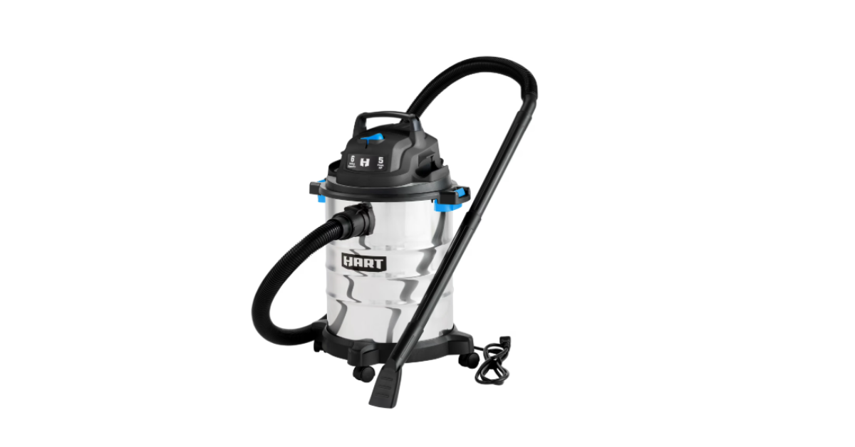 Hart 6 Gallon 5 Peak HP Stainless Steel Wet/Dry Vacuum With Bonus Car ...