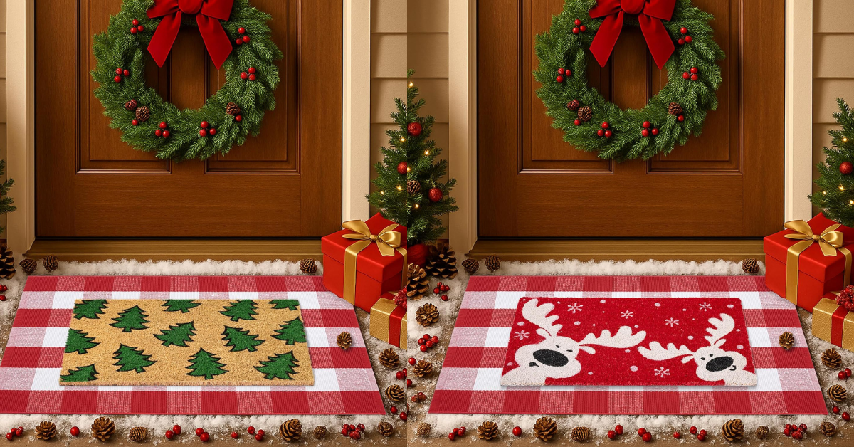 Amazon 40% Coupon: 2 Piece Christmas Door Mat Combo Set