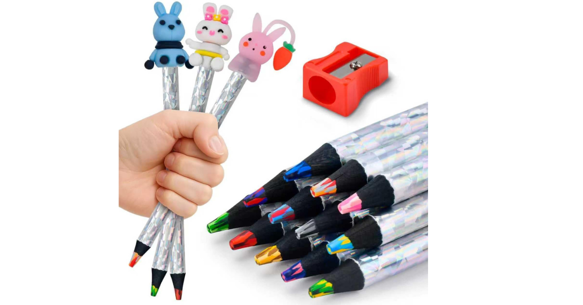 Amazon Lowest Price: 12 Rainbow Colored Pencils With Cute Pencil Cap